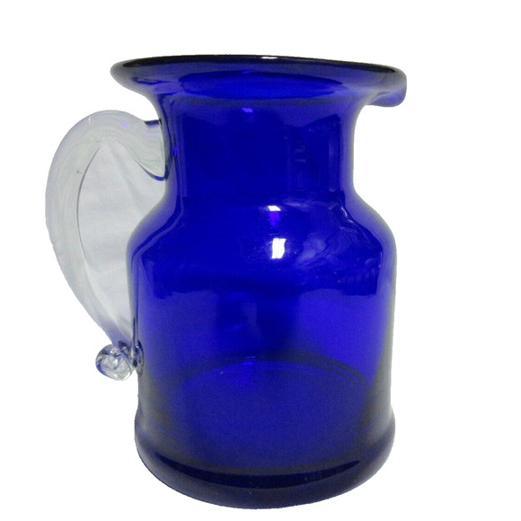 Unmarked | Dining | Vtg Cobalt Blue Hand Blown Glass Creamer Pitcher W ...